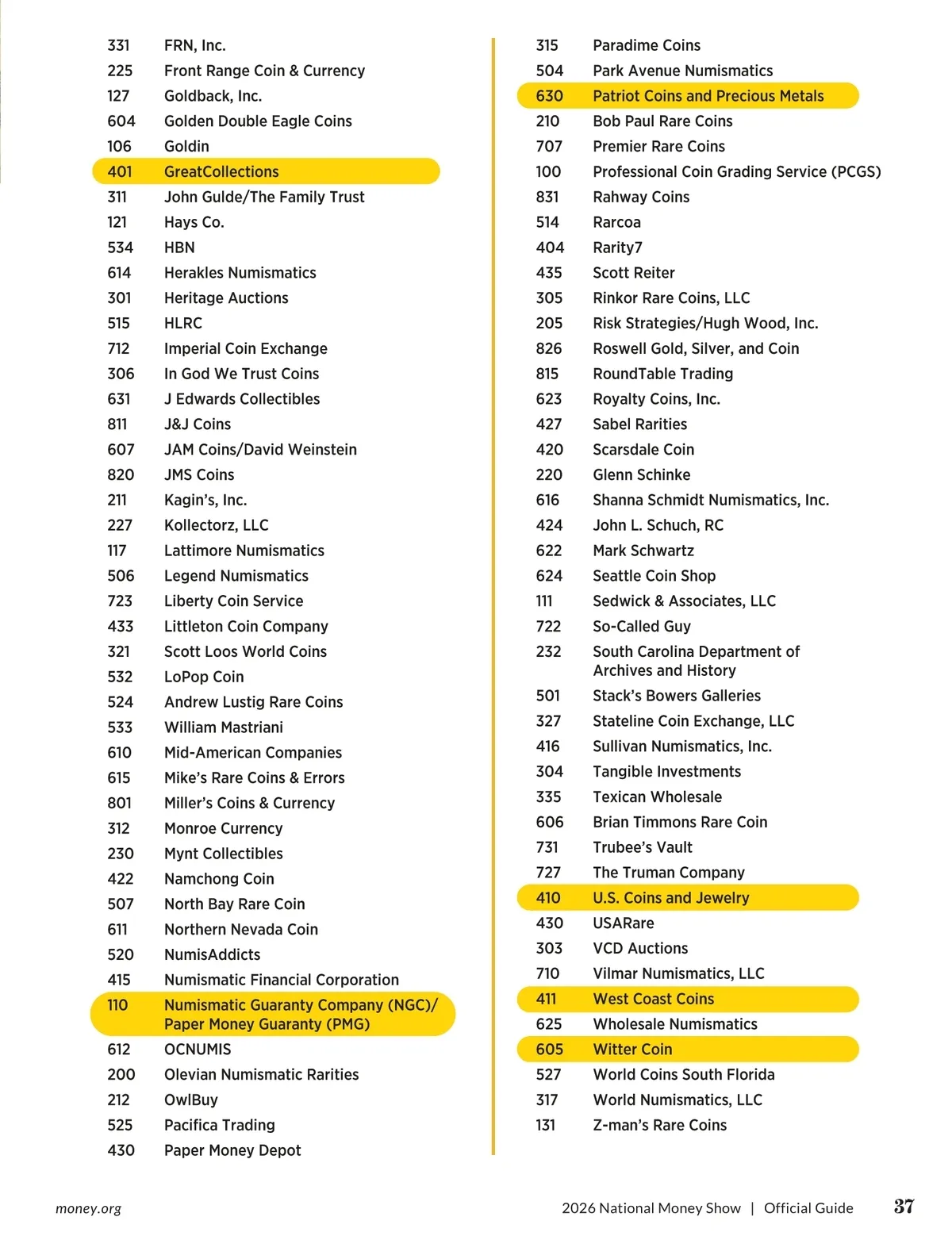 Official Program • 2026 National Money Show Guide • Page 36