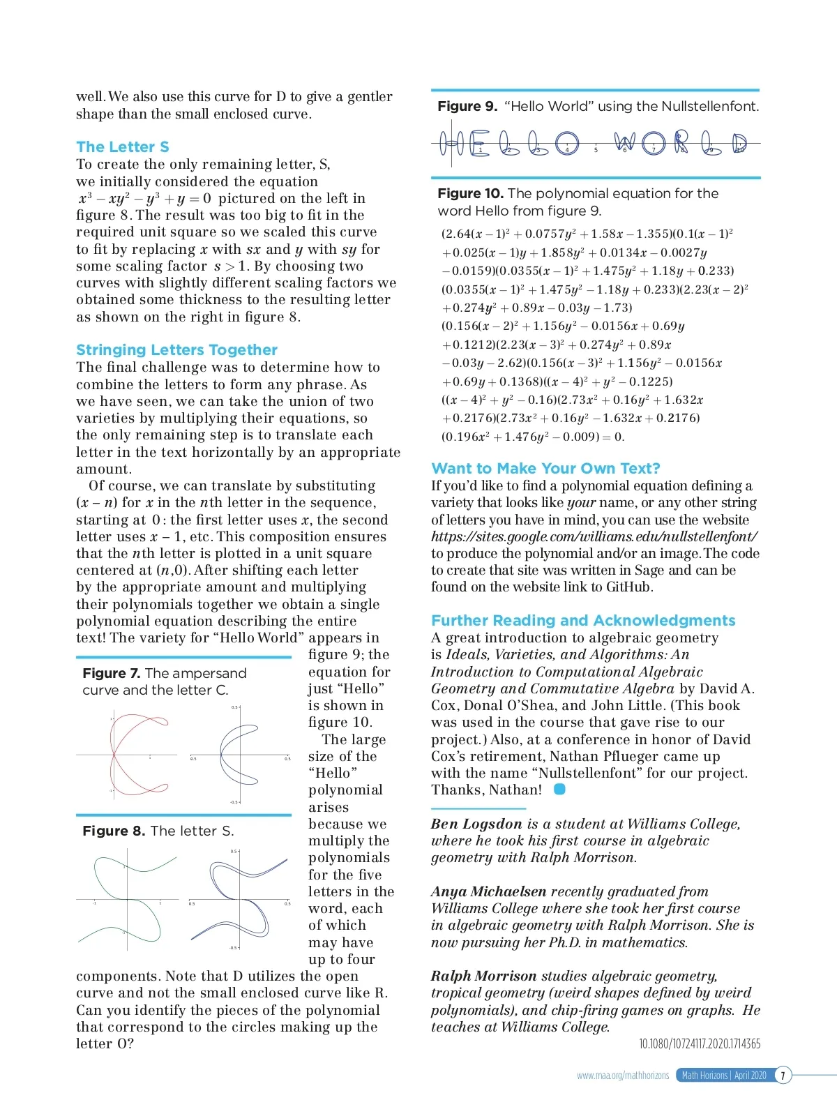 Math Horizons Volume XXVII, Issue 4, APRIL 2020 Page 6