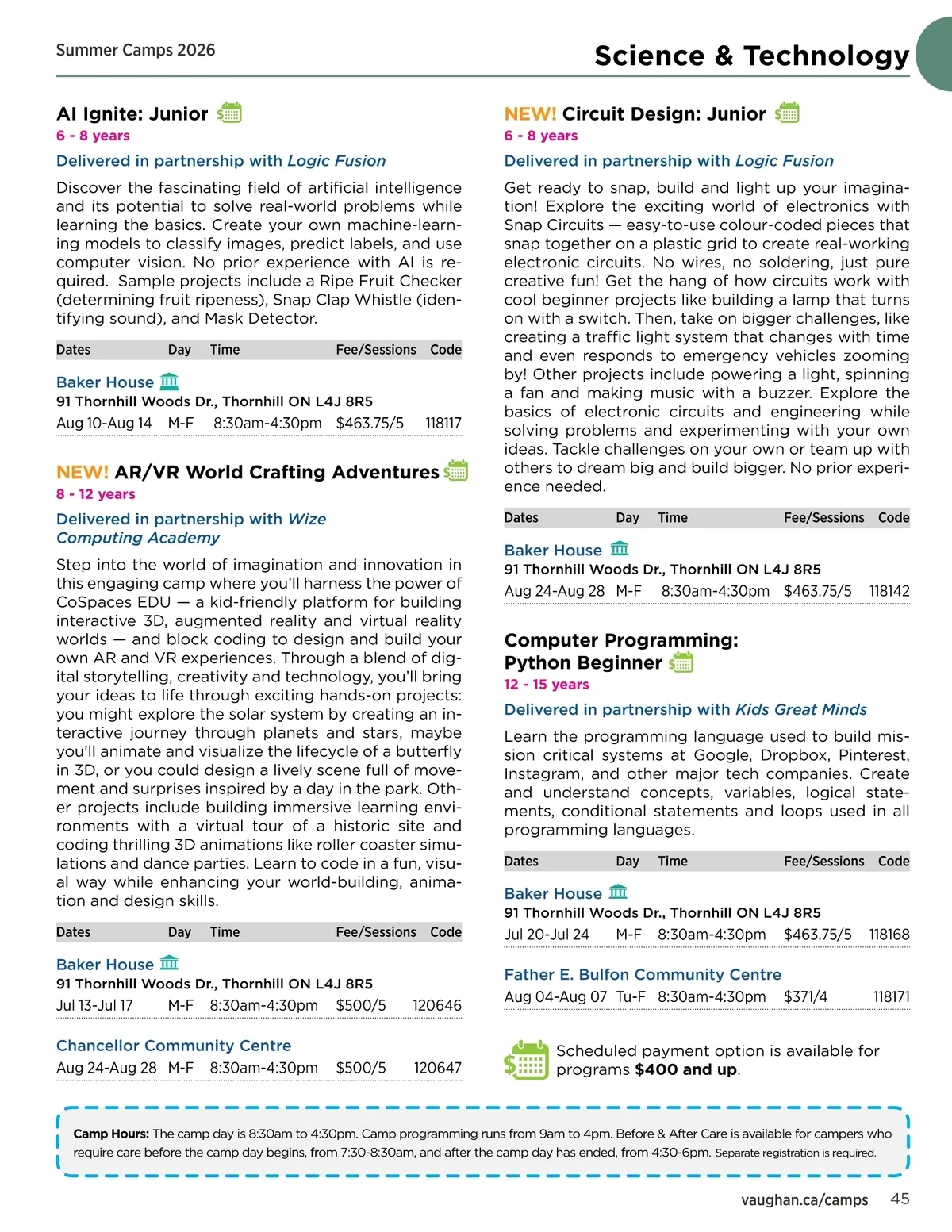 Summer Camps Brochure • 2026 Summer Camps • Page 44