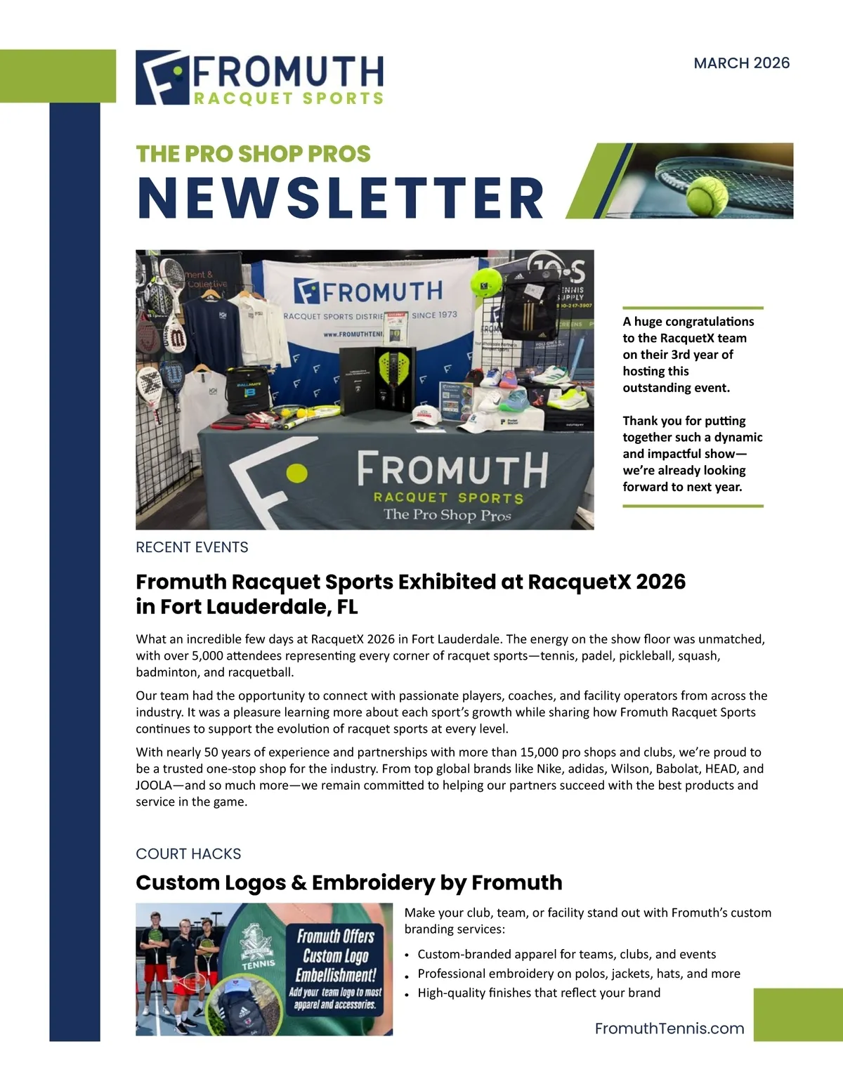 Newsletter • March 2026 Fromuth Newsletter